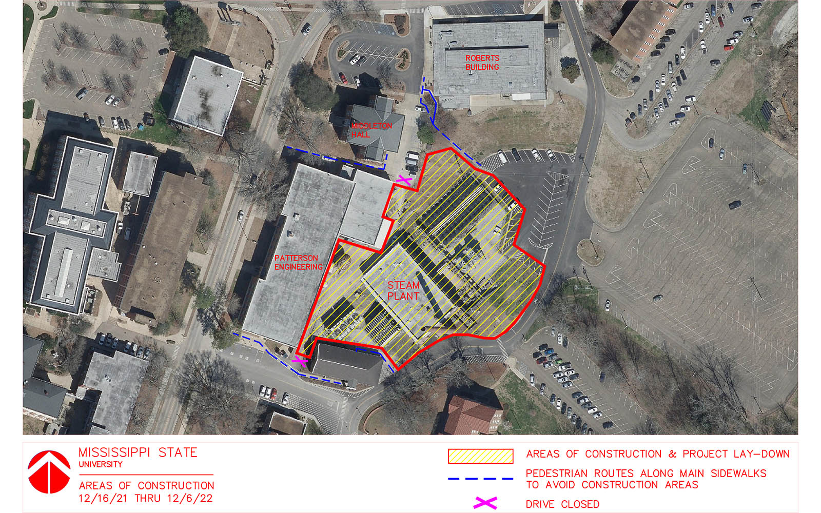 Parking spaces, other areas affected by Central Plant construction ...