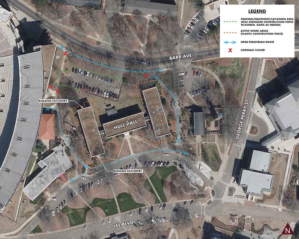 Hull Hall parking lot, sidewalks closing ahead of roof project ...