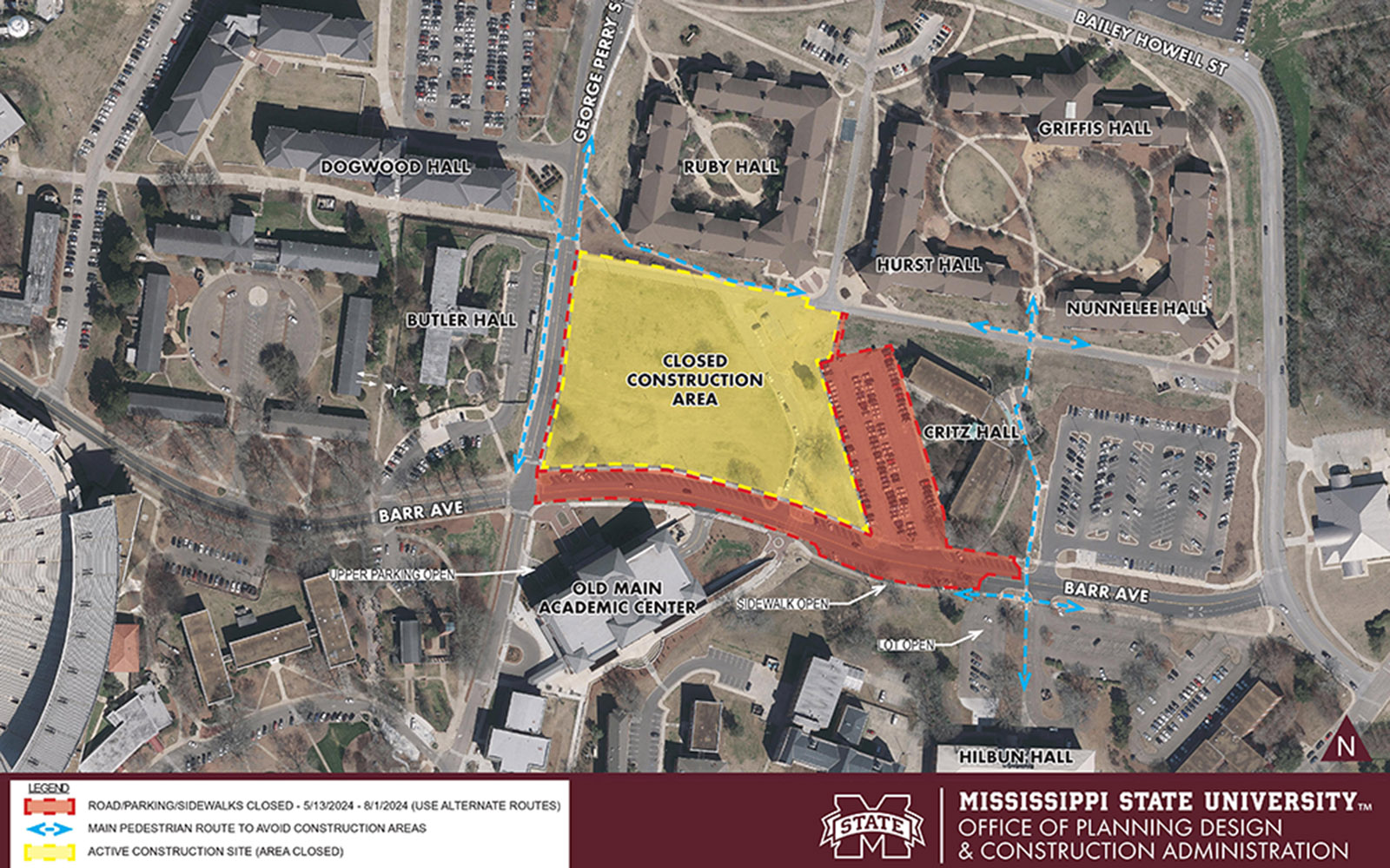 Residence hall construction temporarily closing portions of Barr Ave ...
