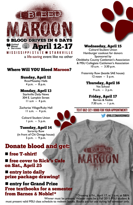 "Bleed Maroon" blood drive kicks off April 12 | Mississippi State ...