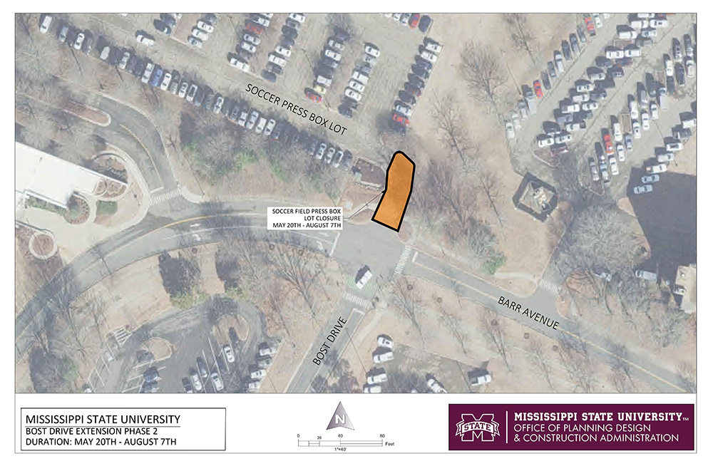 Bost Drive extension closes soccer parking lot | Mississippi State ...