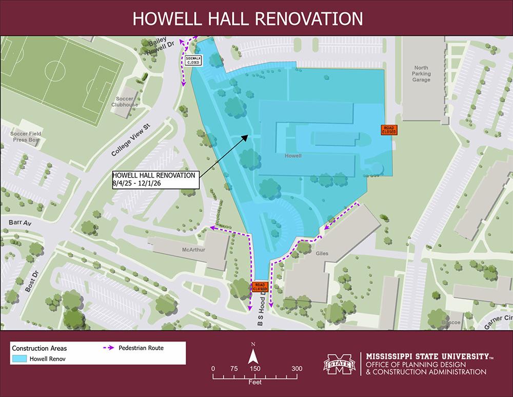Howell Hall renovation temporarily closes area infrastructure beginning ...